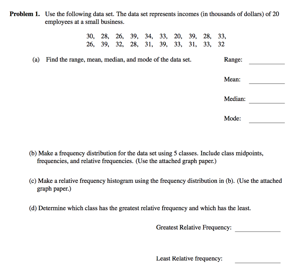 Solved Use the following data set. The data set represents | Chegg.com