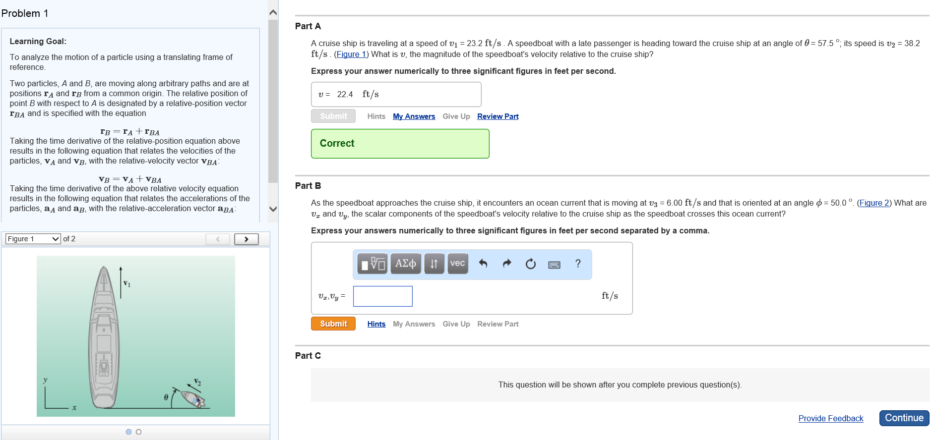Solved As the speedboat approaches the cruise ship, it | Chegg.com