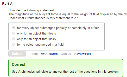 Solved An object is placed in a fluid and then released. | Chegg.com