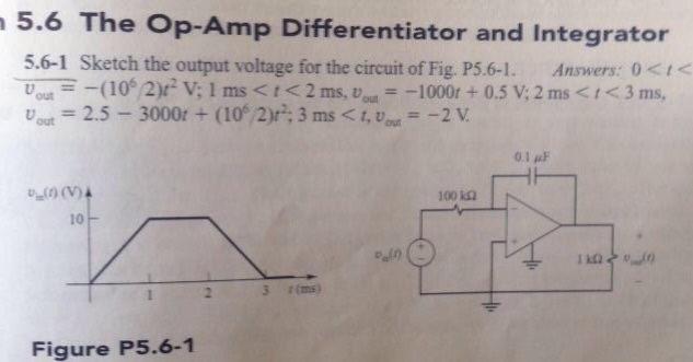 Solved The Op-Amp Differentiator and Integrator Sketch the | Chegg.com