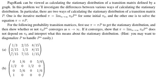 PageRank can be viewed as calculating the stationary | Chegg.com