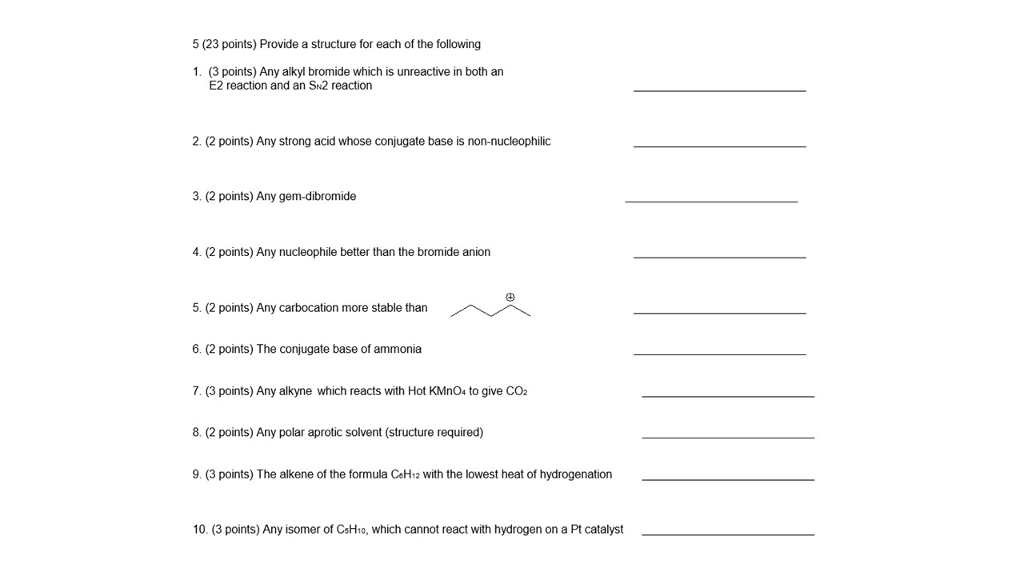 Solved 5 (23 points) Provide a structure for each of the | Chegg.com