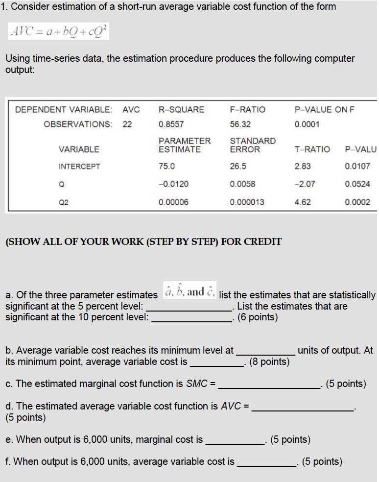 Consider estimation of a short-run average variable | Chegg.com