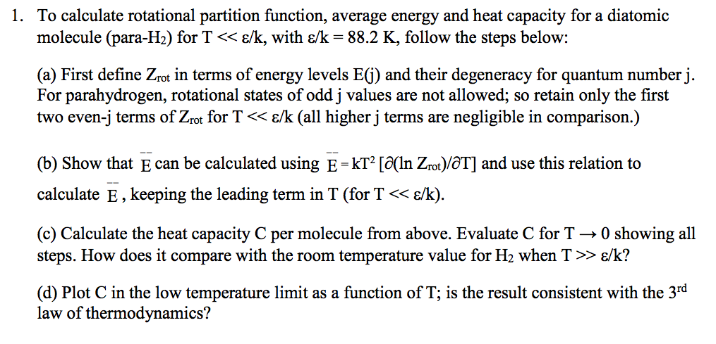 Solved To calculate rotational partition function, average | Chegg.com