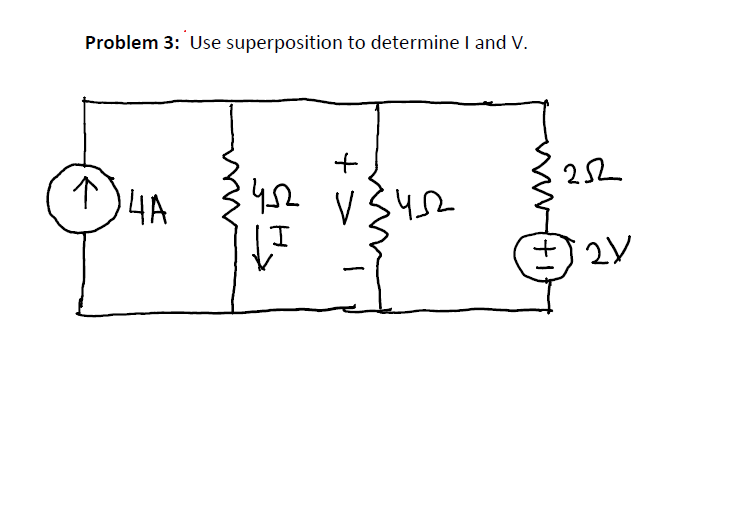 Solved Problem 3 : Use superposition to determine I and V. | Chegg.com Solved Problem 3 : Use superposition to determine I and V. | Chegg.com