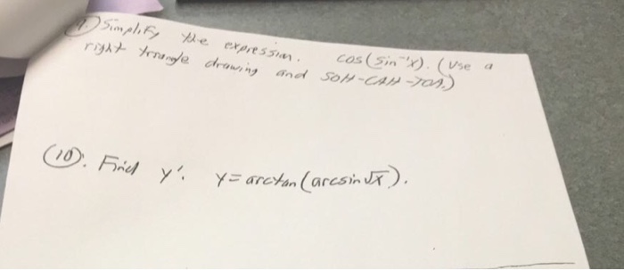 Solved Simple the expression cos (sin^-1 x) (use a right | Chegg.com