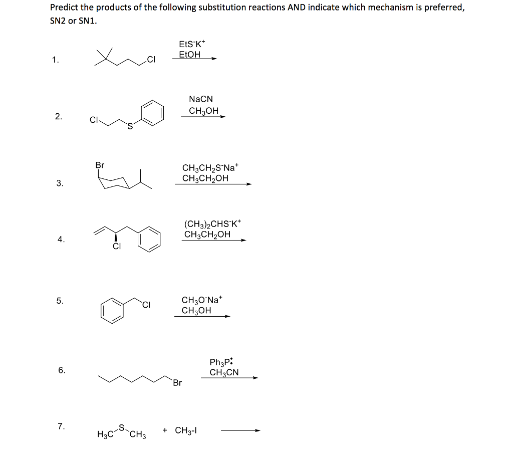 Solved Predict the products of the following substitution | Chegg.com
