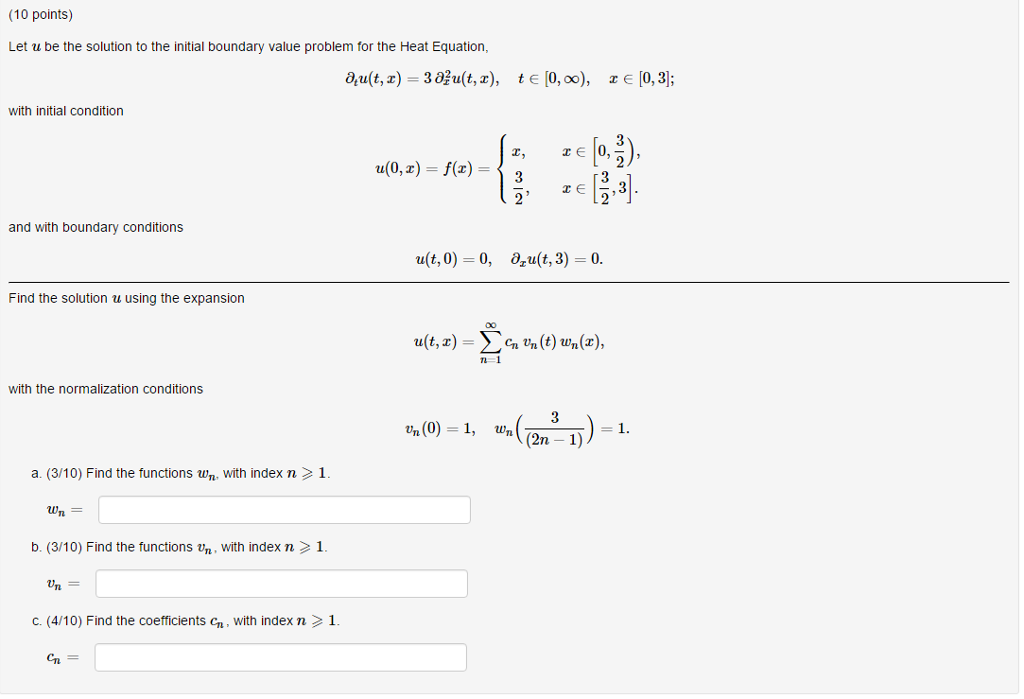 Solved Let U Be The Solution To The Initial Boundary Value