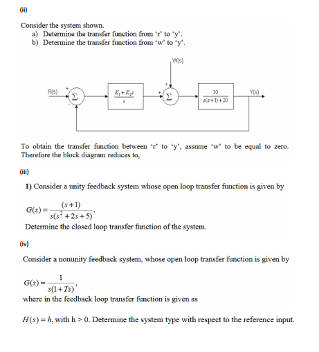 Solved Consider the system shown. Determine the transfer | Chegg.com