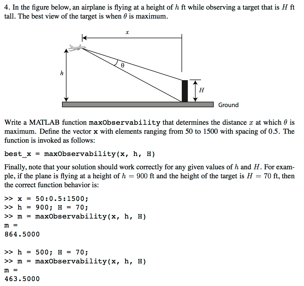 4. In the figure below, an airplane is flying at a | Chegg.com