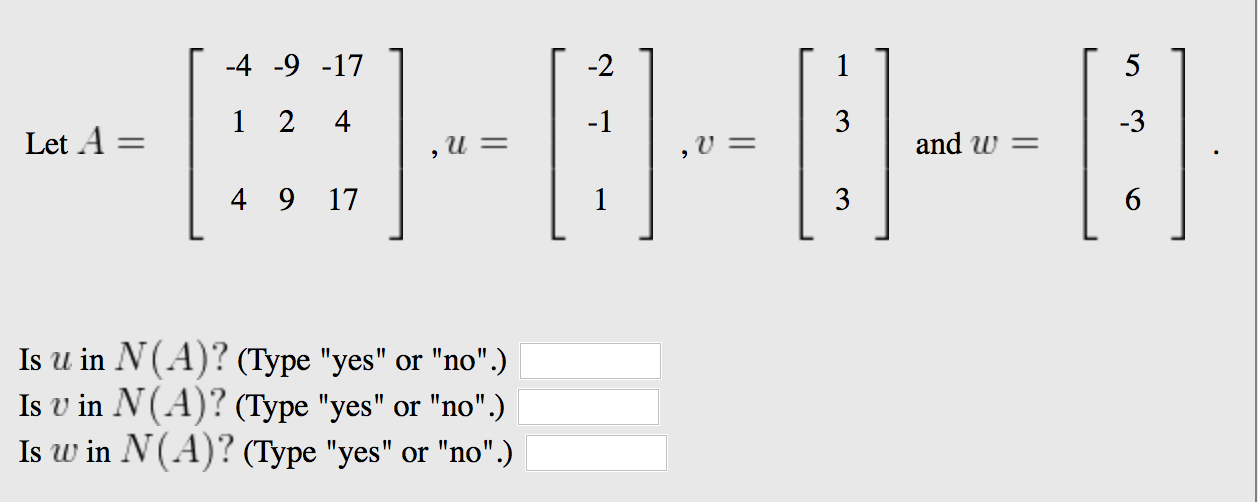 Solved Let A = [-4 -9 -17 1 2 4 4 9 17], u = [-2 -1 1], | Chegg.com