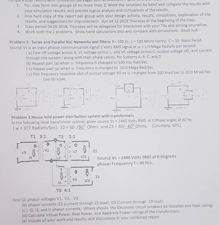 Solved Fully solve problem 1 and 2 and their respective | Chegg.com