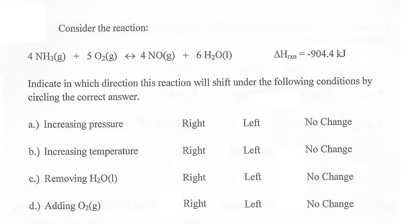 Solved Consider the reaction: 4 NH3(g) + 5 O2(g) double | Chegg.com