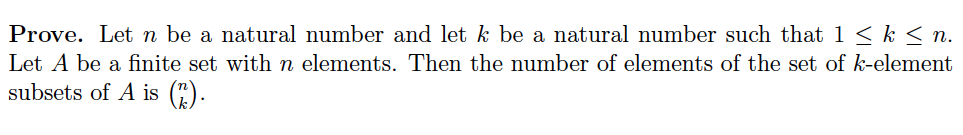 Solved Prove. Let n be a natural number and let k be a | Chegg.com