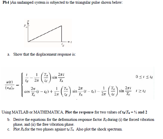 Solved Pb4 )An undamped system is subjected to the | Chegg.com