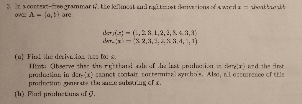 Solved 3. In a context-free grammar G, the leftmost and | Chegg.com