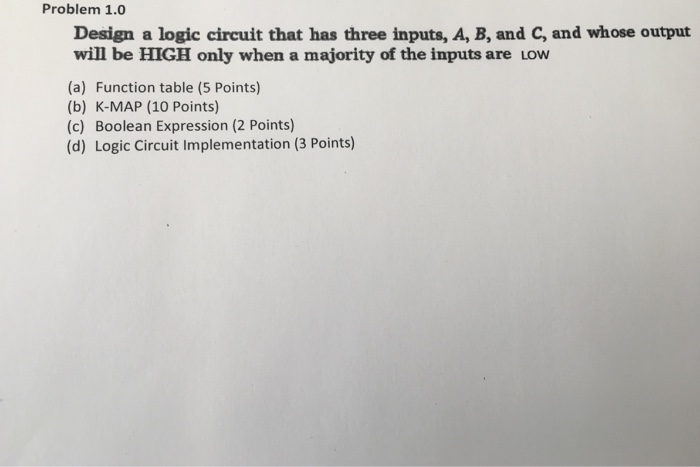 Solved design a logic circuit that has three inputs and | Chegg.com