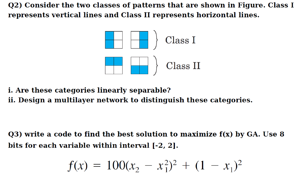 Q1) Design perceptron neural network to classify the | Chegg.com