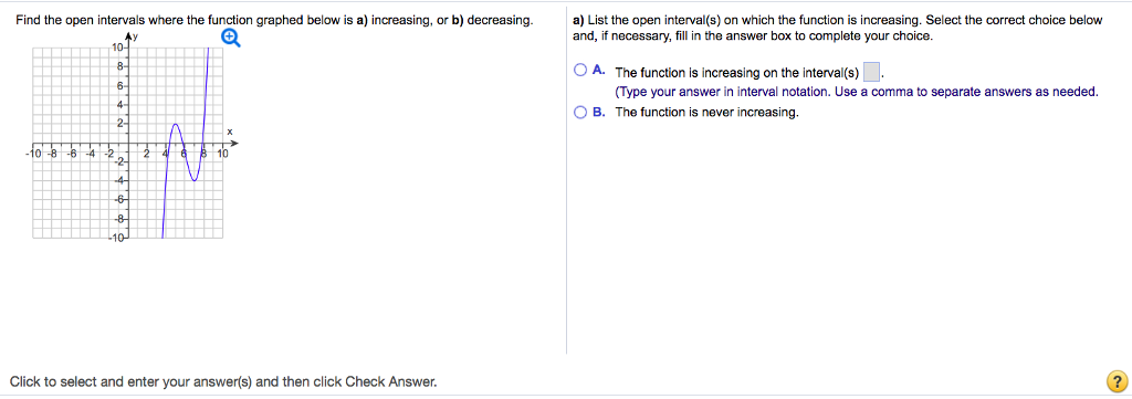 Solved Find The Open Intervals Where The Function Graphed