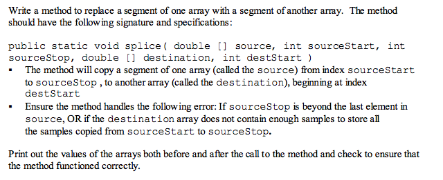 Solved Write a method to replace a segment of one army with | Chegg.com