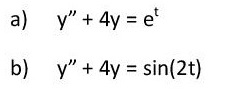 Solved y" + 4y = et y" + 4y = sin(2t) | Chegg.com