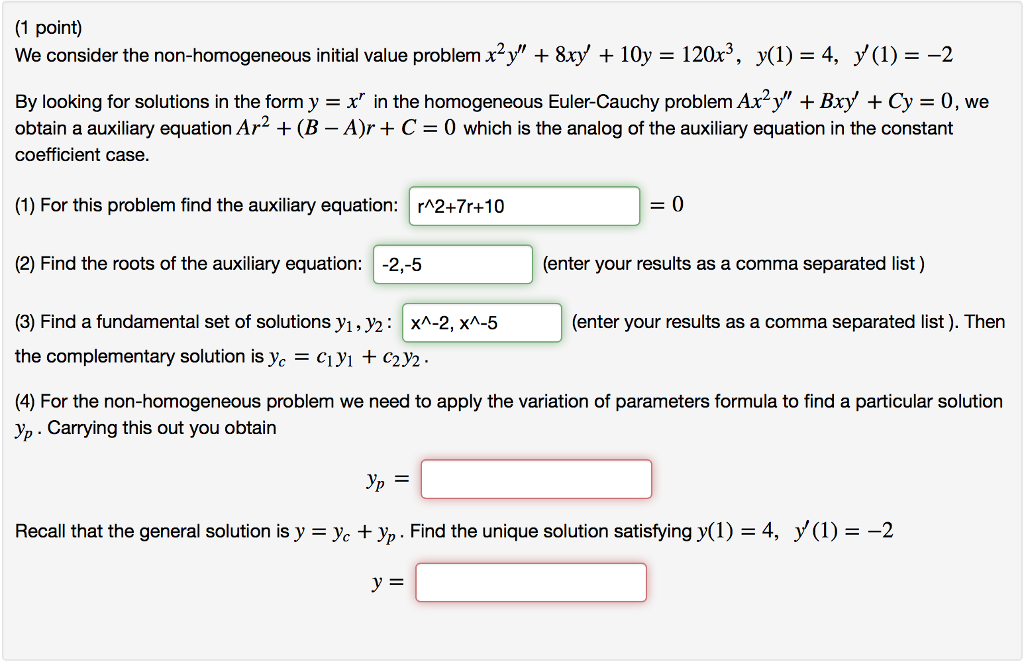 Solved We consider the non-homogeneous initial value problem | Chegg.com