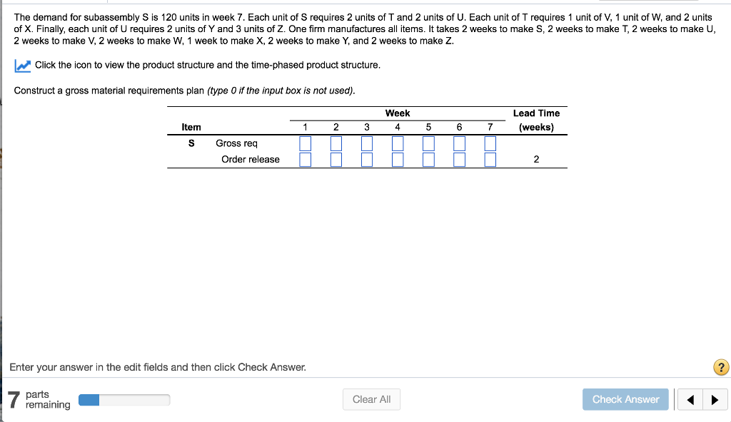 Solved Construct a gross material requirements plan ?(type 0 | Chegg.com