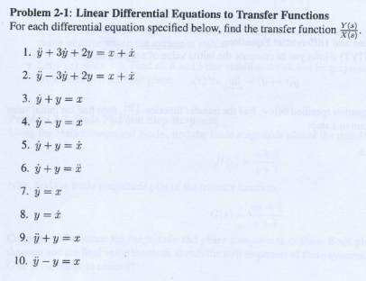Solved Problem 2-1: Linear Differential Equations to | Chegg.com