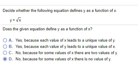 Solved Decide whether the following equation defines y as a | Chegg.com