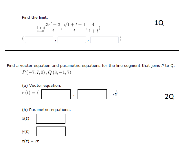 Solved Find the limit. lim right arrow 3et-3/t,square root | Chegg.com