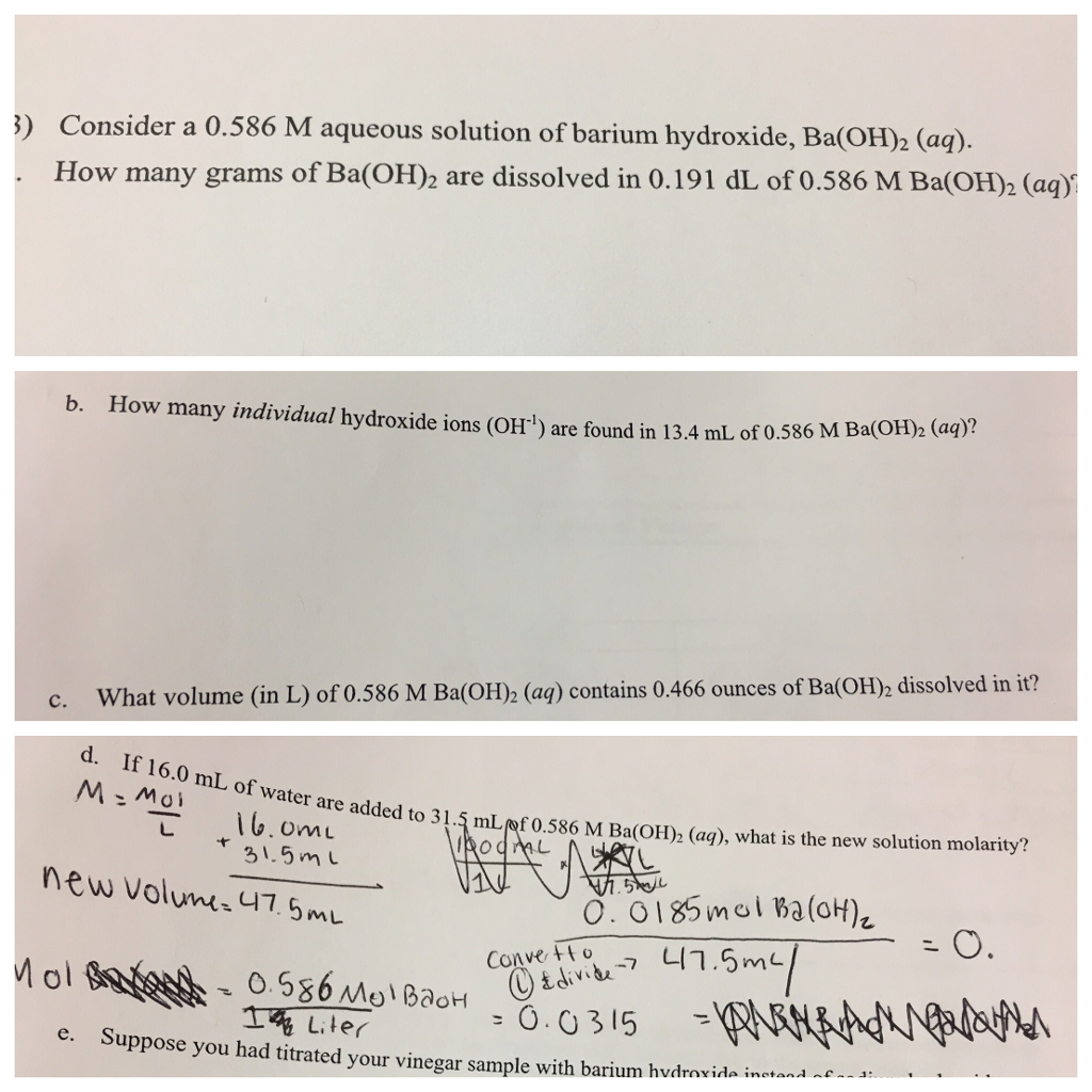 Solved ) Consider a 0.586 M aqueous solution of barium | Chegg.com