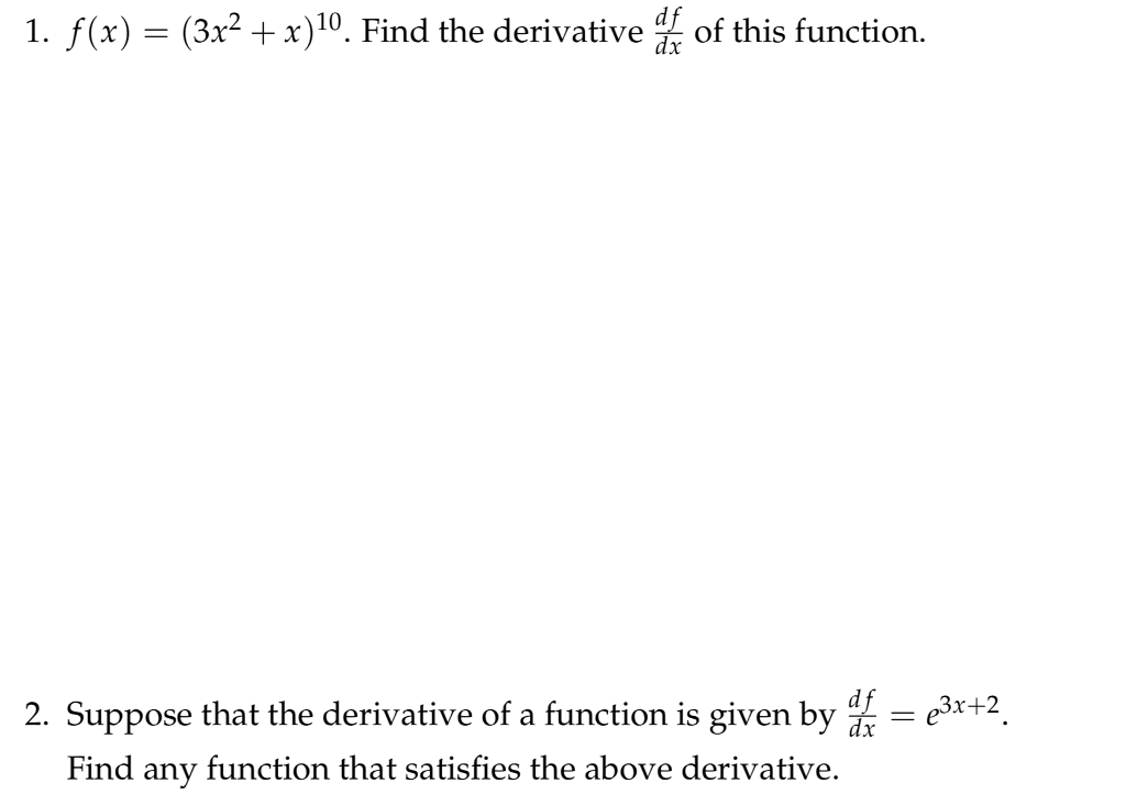 Solved 1. f(x)-(3x2 +1)10. Find the derivative of this | Chegg.com
