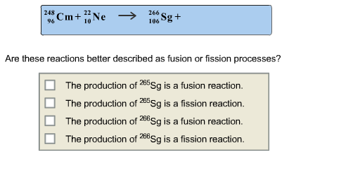 Solved Seaborgium (Sg, element 106) is prepared by the | Chegg.com
