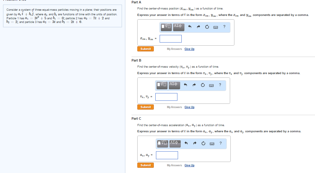 Solved Consider a system of three equal-mass particles | Chegg.com