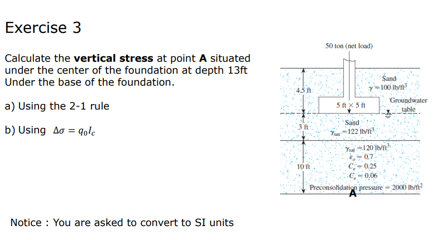 Solved Exercise 3 50 ton (net load) Calculate the vertical | Chegg.com