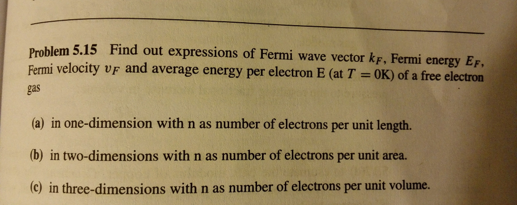 Solved Find out expressions of Fermi wave vector k_F, Fermi | Chegg.com