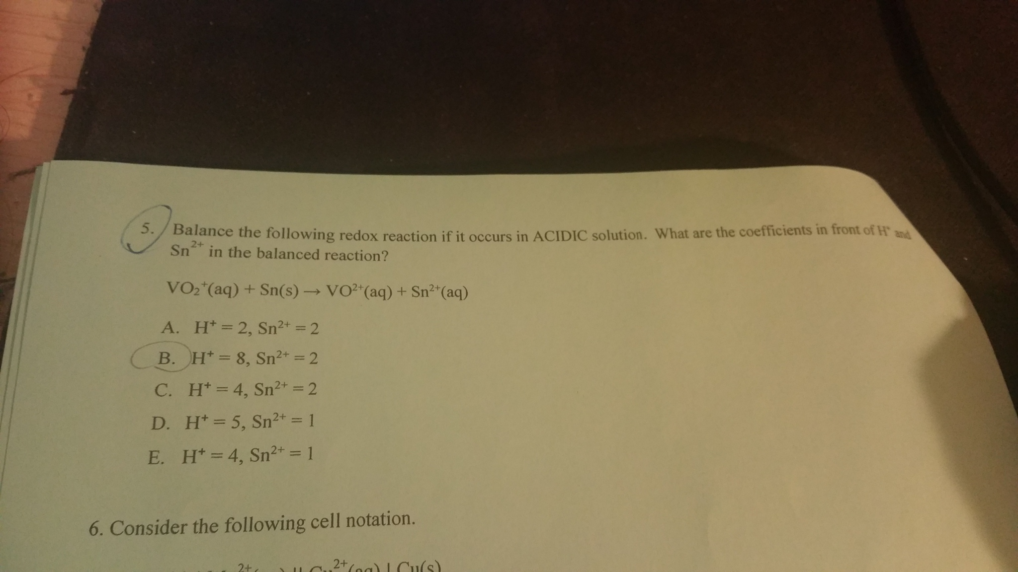 Solved 5. Balance the following redo reaction if it occurs | Chegg.com