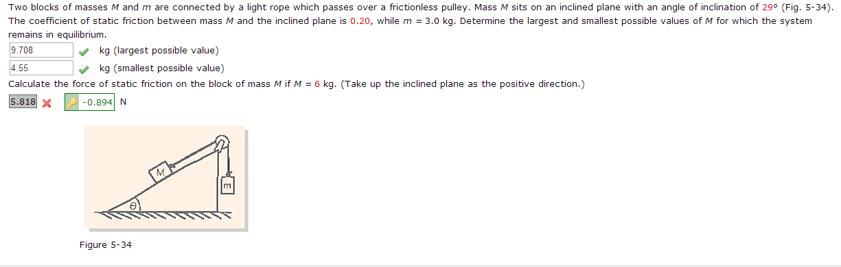 Solved Two blocks of masses M and m are connected by a light | Chegg.com