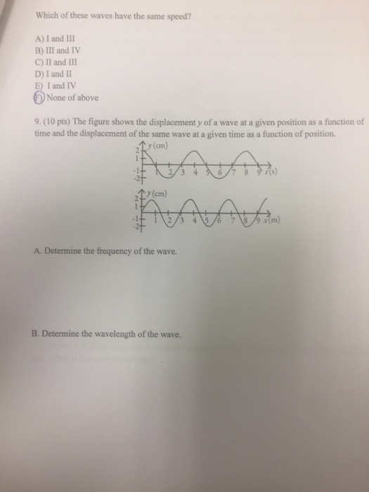 Solved Which of these waves have the same speed? I and III | Chegg.com