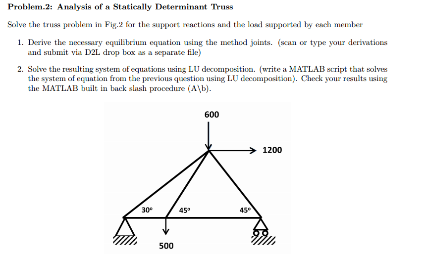 Solved Solve the truss problem in Fig.2 for the support | Chegg.com
