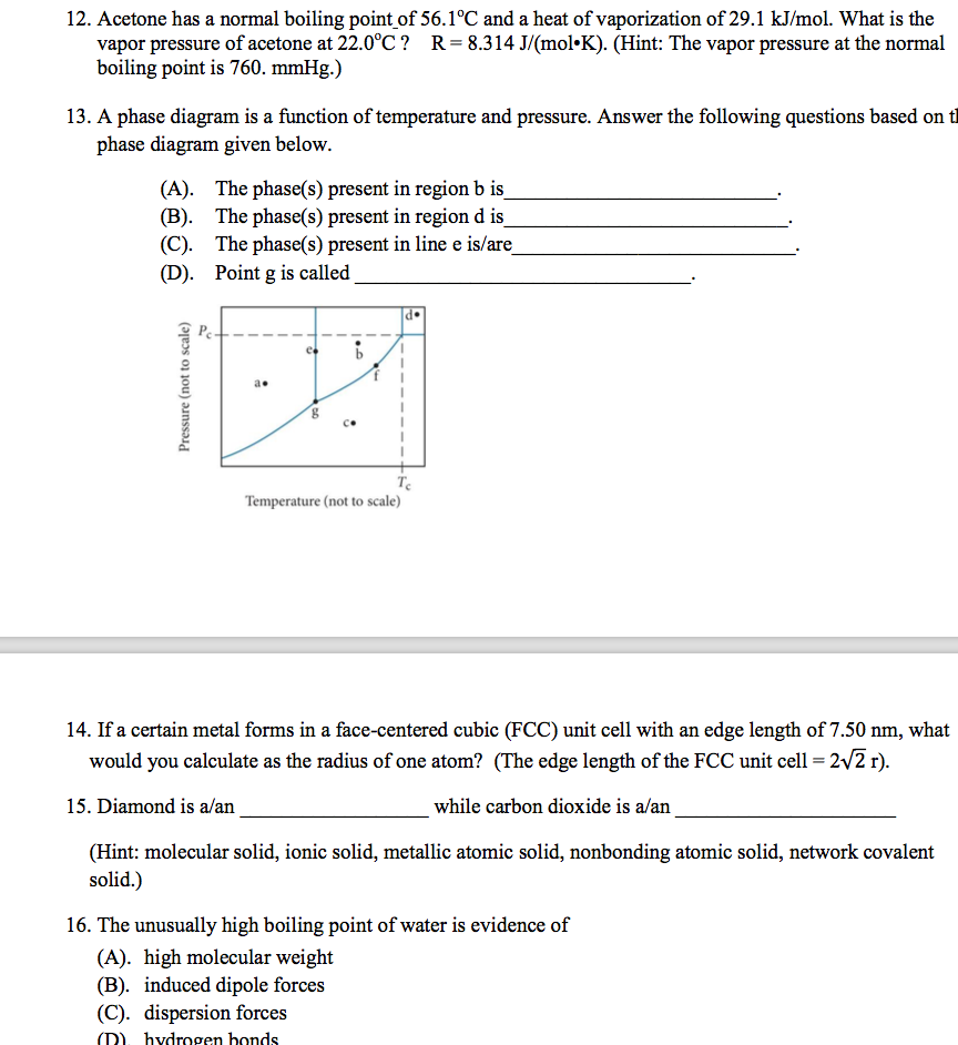 Solved Acetone has a normal boiling point of 56.1 degree C | Chegg.com