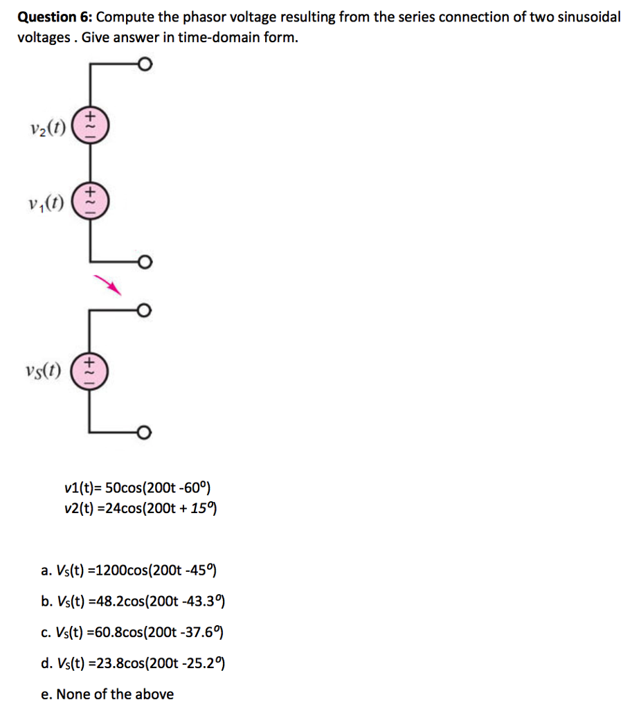 Solved Compute the phasor voltage resulting from the series | Chegg.com
