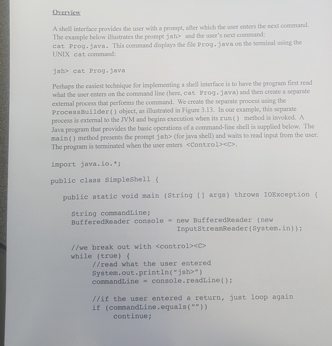 Solved Overview A shell interface provides the user with a | Chegg.com