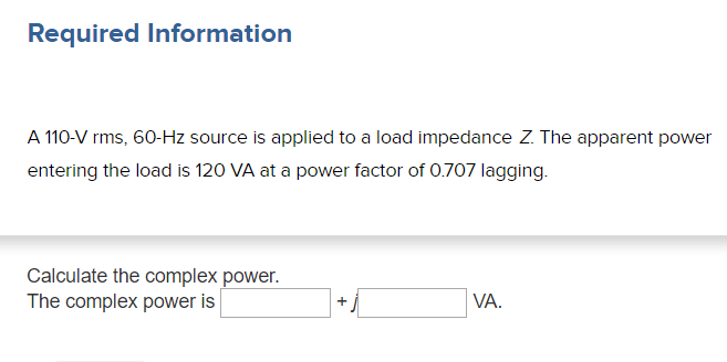 Solved A 110-V rms, 60-Hz source is applied to a load | Chegg.com