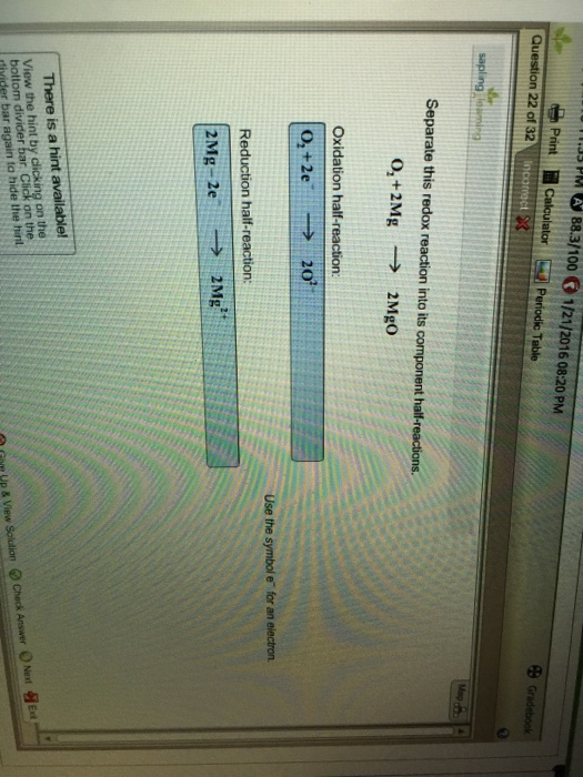 Solved Separate this redox reaction into its component | Chegg.com