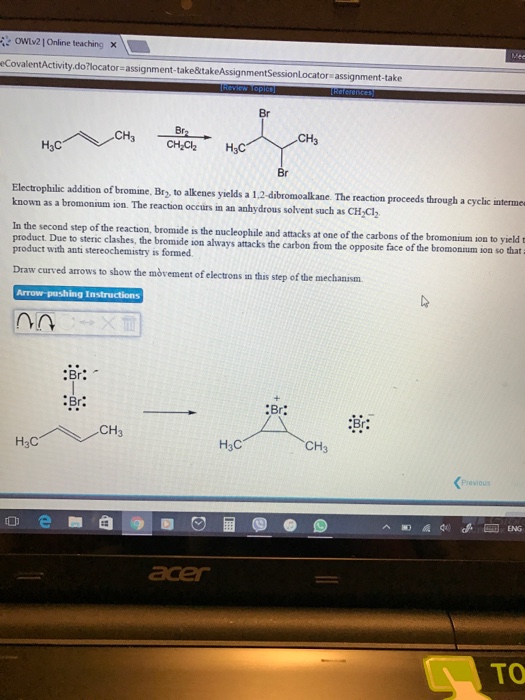 Solved Electrophilic addition of bromine. Br_2 to alkenes | Chegg.com