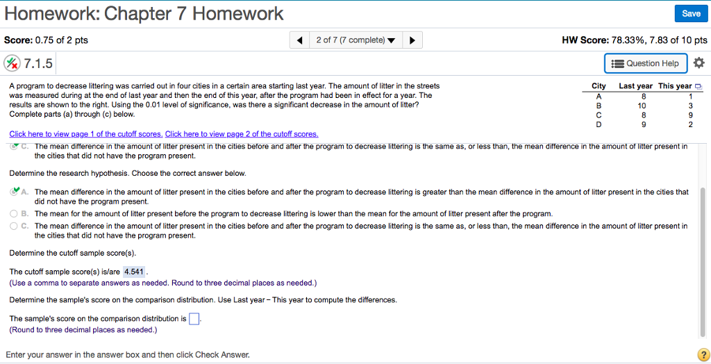Solved Homework: Chapter 7 Homework Score: 0.75 of 2 pts 2 | Chegg.com