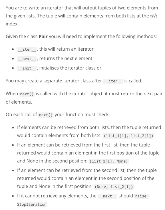 Solved You are to write an iterator that will output tuples | Chegg.com