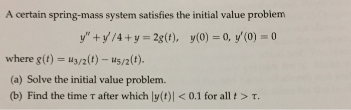 Solved A certain spring-mass system satisfies the initial | Chegg.com