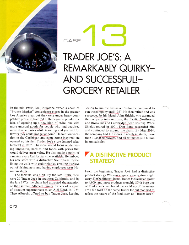 Solved CASE TRADER JOE'S: A 240 REMARKABLY QUIRKY. AND | Chegg.com